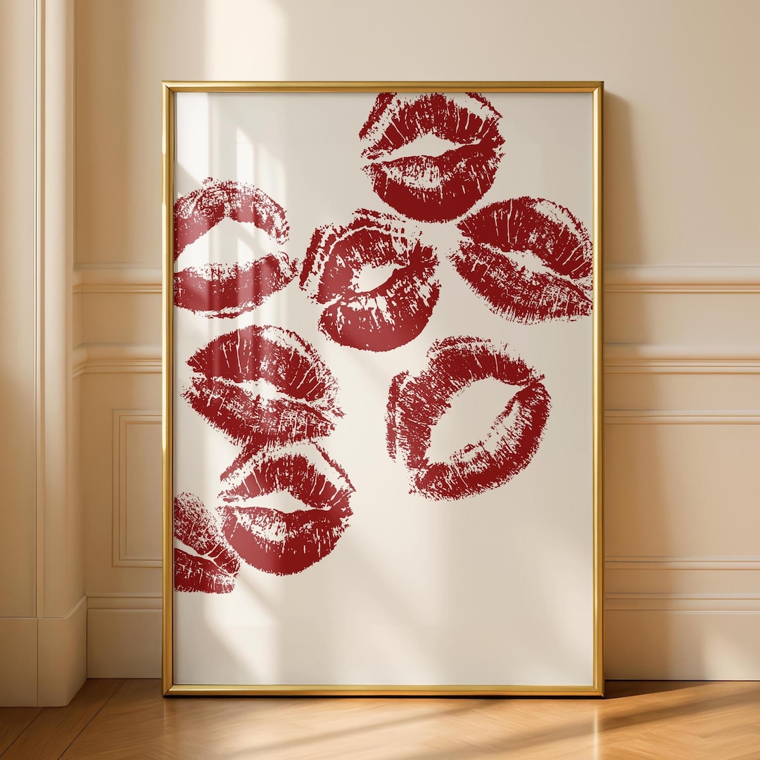 Kiss Print - Lips Print - Preppy Wall Art - Pink Prints - Girls Prints ...