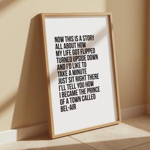 Fresh Prince, Lyrics Poster, Retro Prints, 90s Prints, Gallery Wall ...