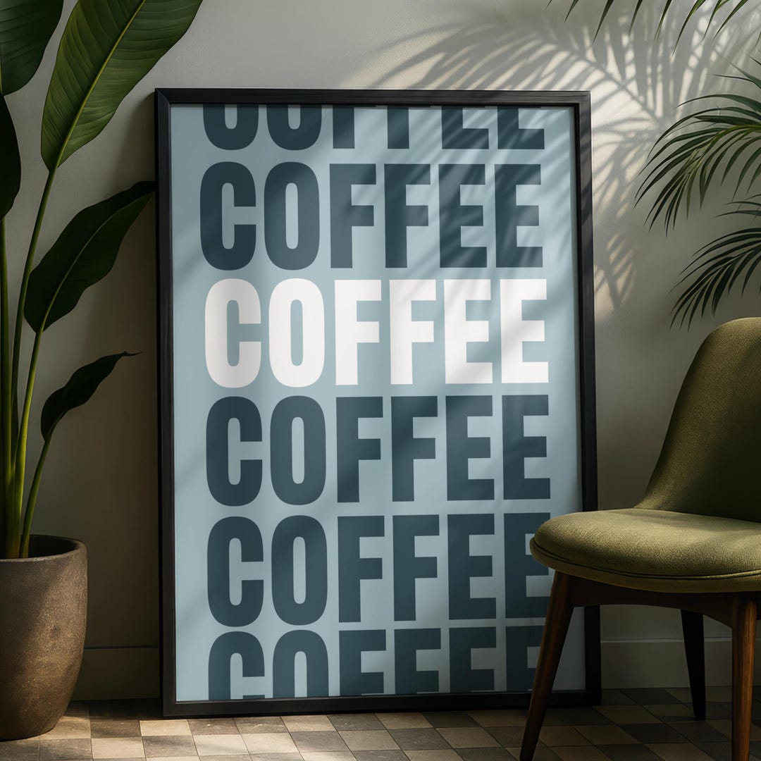 Coffee Typography Print – Modern Coffee Wall Art - Kitchen Home Decor ...
