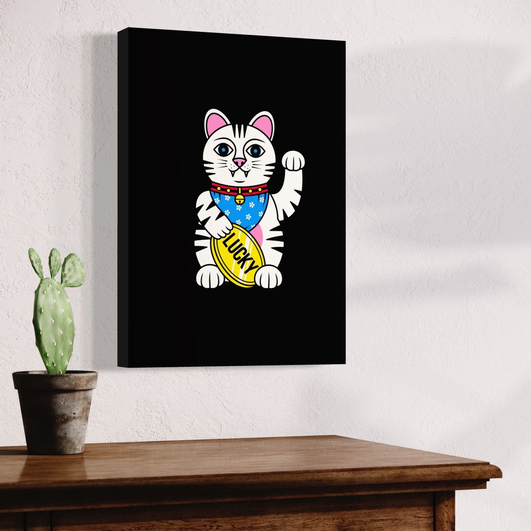 Lucky Cat Print, Maneki-neko, Cat Prints, Colourful Art, Pop Art Prints ...
