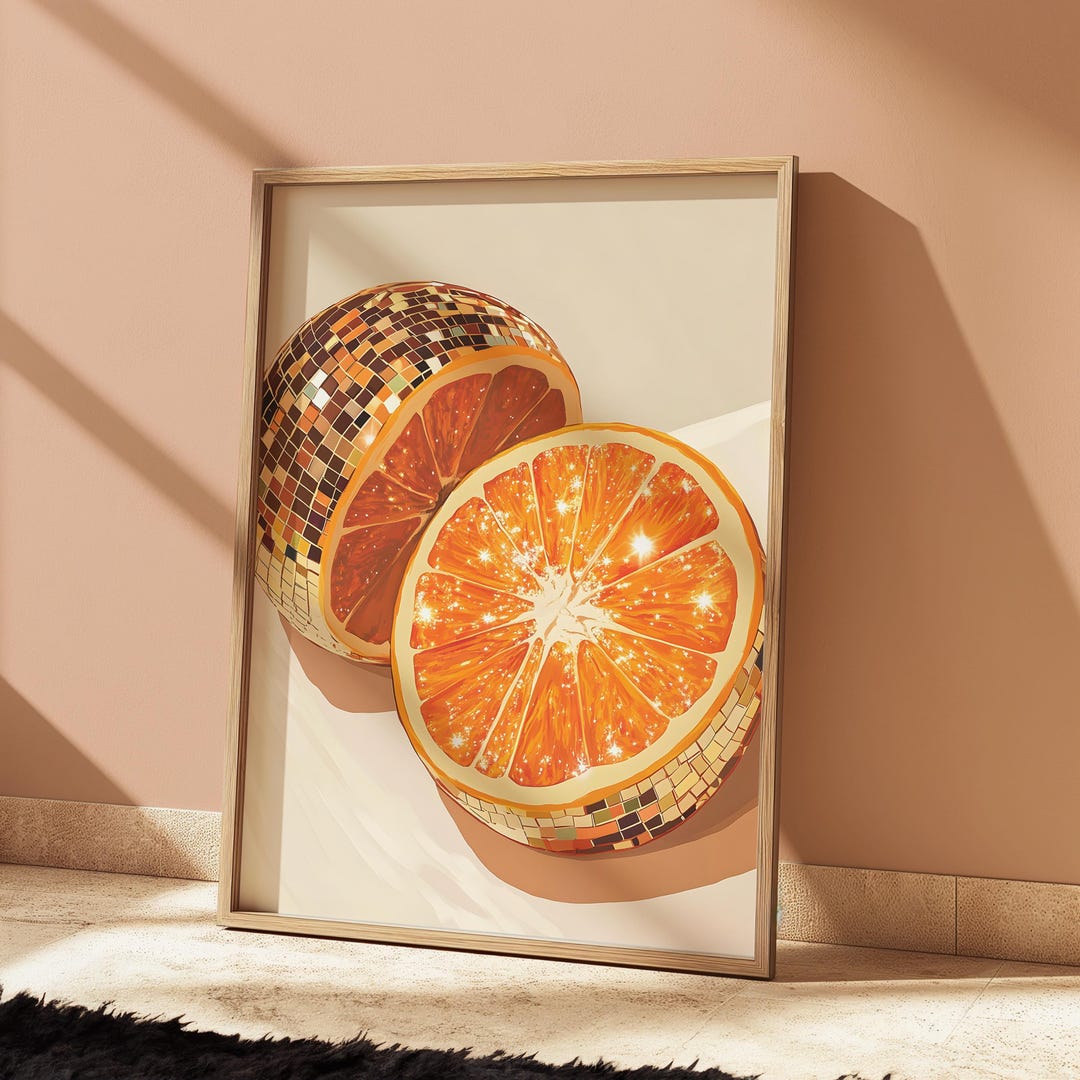 Orange Disco Ball Print: Quirky Kitchen & Dining Room Wall Art - Etsy