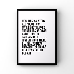 Fresh Prince, Lyrics Poster, Retro Prints, 90s Prints, Gallery Wall ...