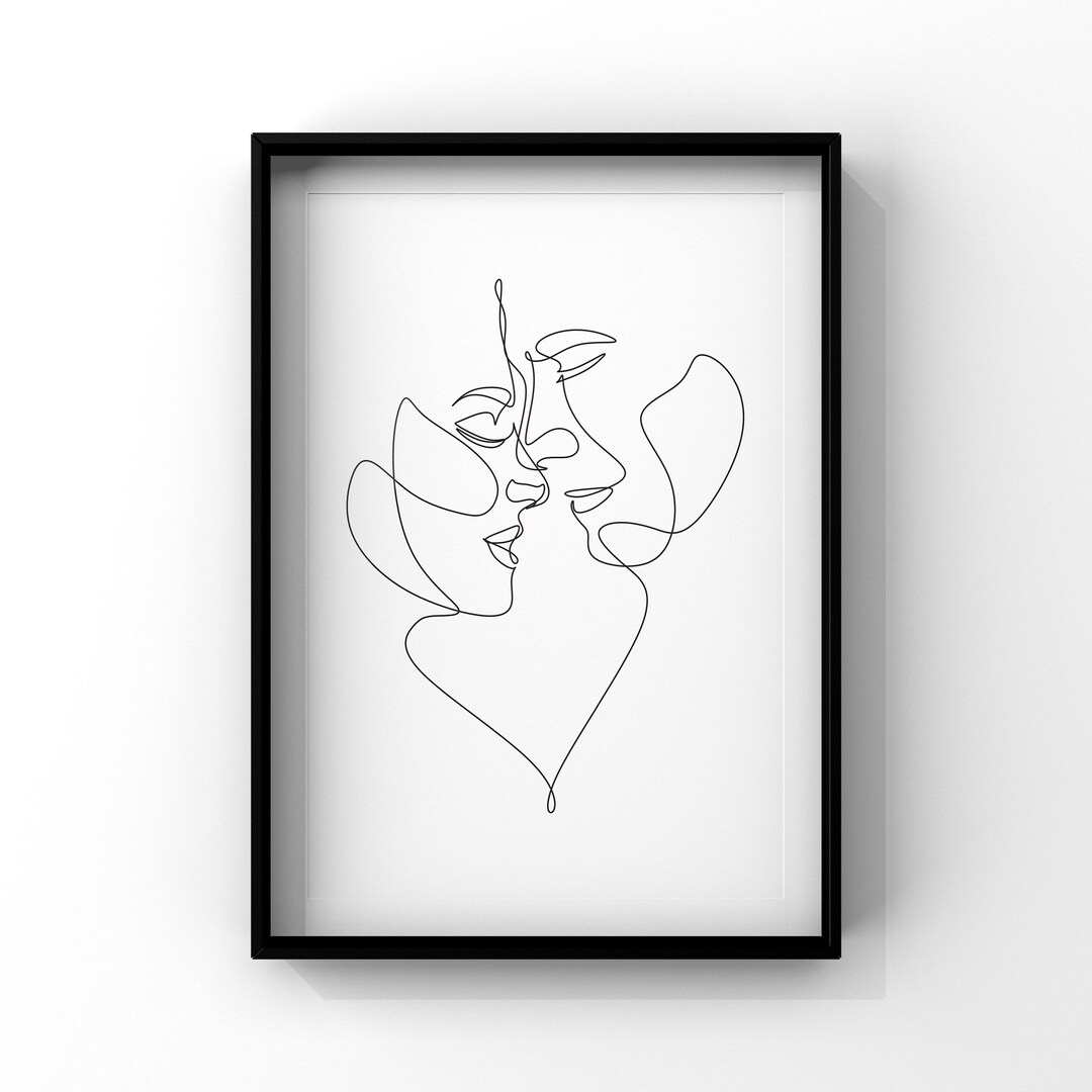 Couples Line Art Print, Bedroom Line Art, Line Drawing Print ...