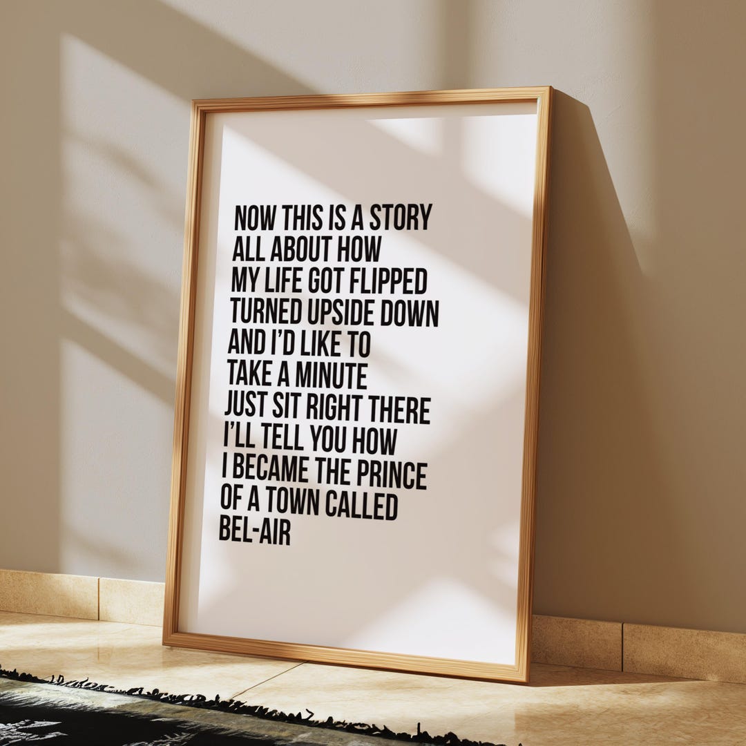 Fresh Prince, Lyrics Poster, Retro Prints, 90s Prints, Gallery Wall ...