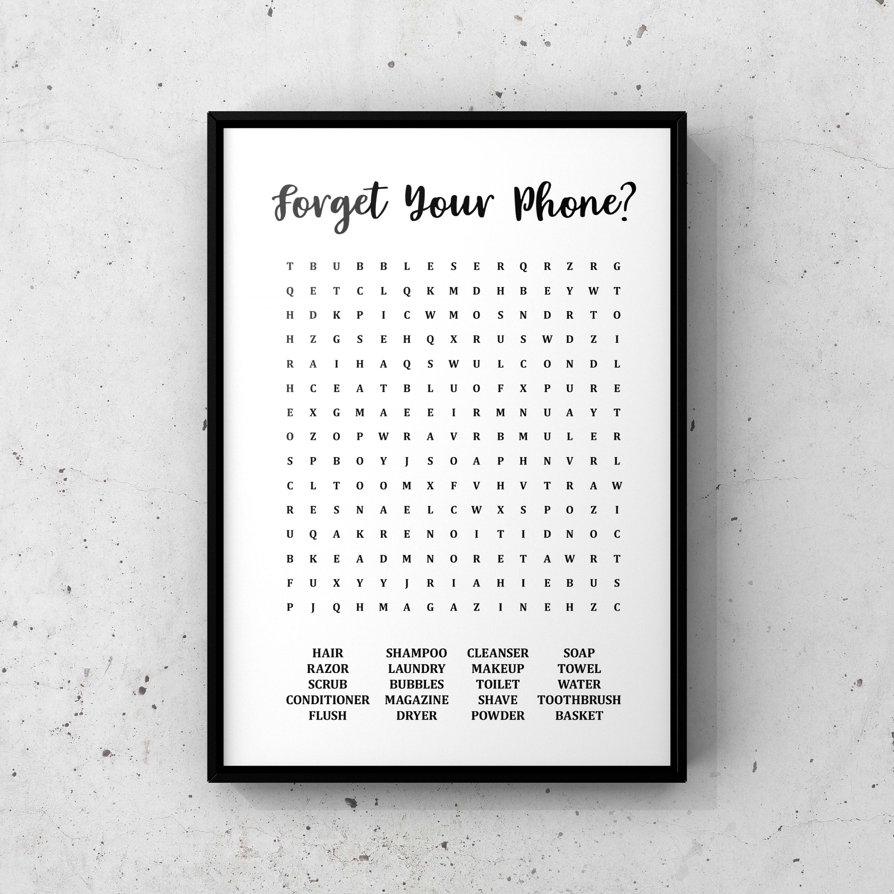 Bathroom Word Search Wall Art for Bathroom Bathroom Prints - Etsy UK