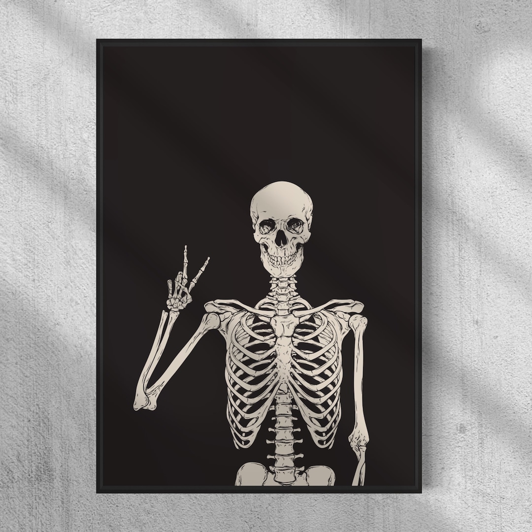 Skull Peace Sign Print: Gothic Skeleton Wall Art - Etsy