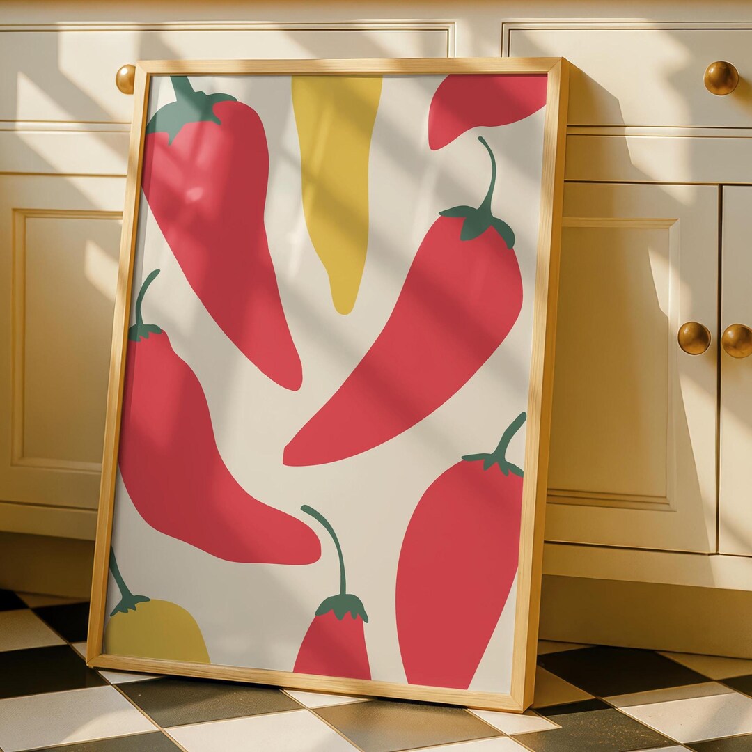 Chilli Pepper Print - Funky Kitchen Wall Art - Spicy Kitchen Decor - Etsy