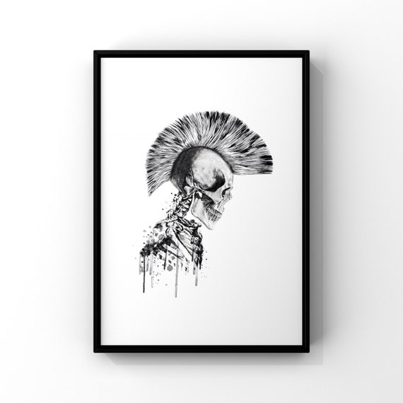 Skull Print Skull Decor Skull Wall Art Gothic Decor Black - Etsy