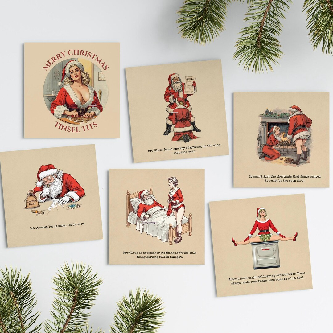 Set of 6 Christmas Cards - Christmas Card Bundle - Rude Xmas Cards ...