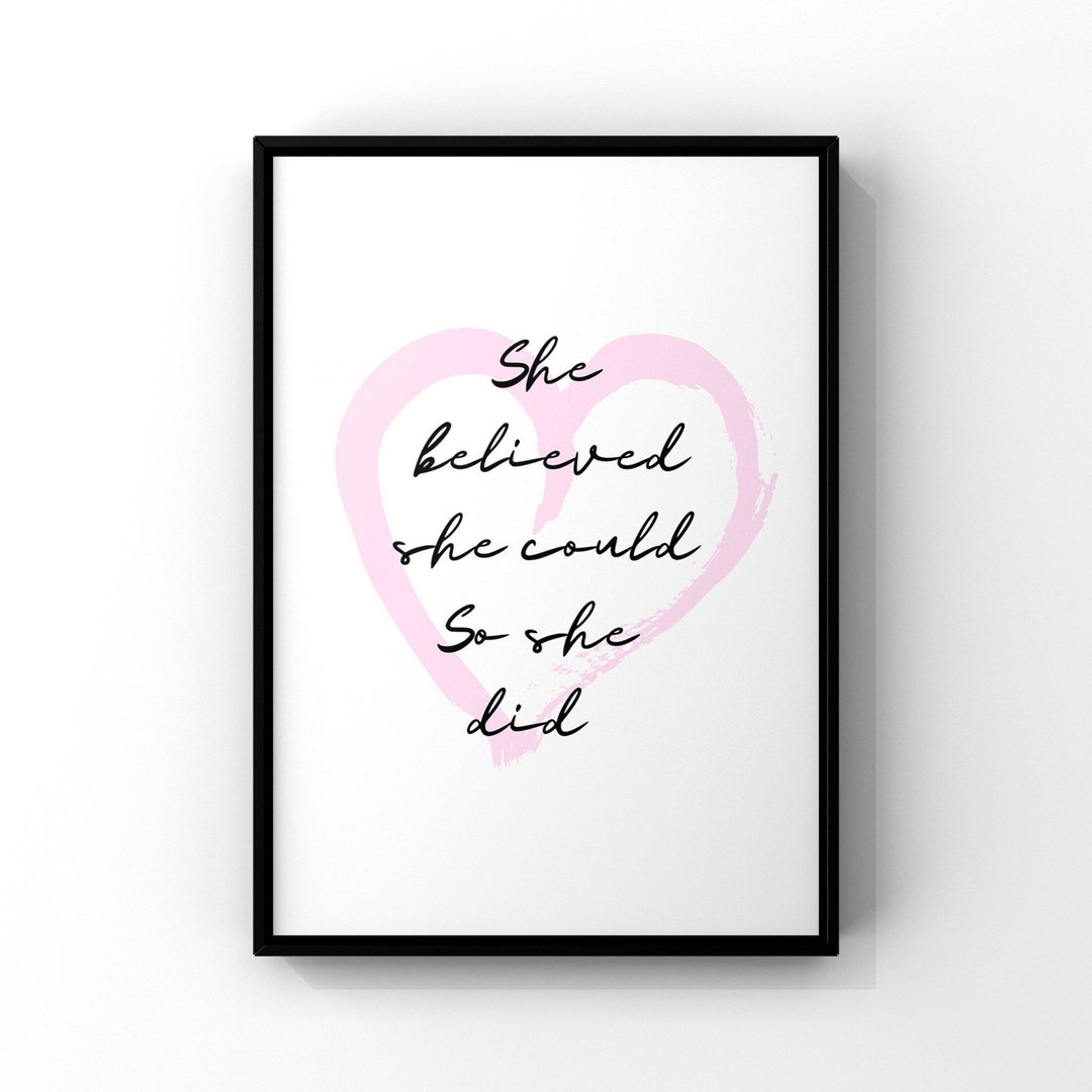 She Believed She Could, Positive Quote Print, Women Empowerment Print ...