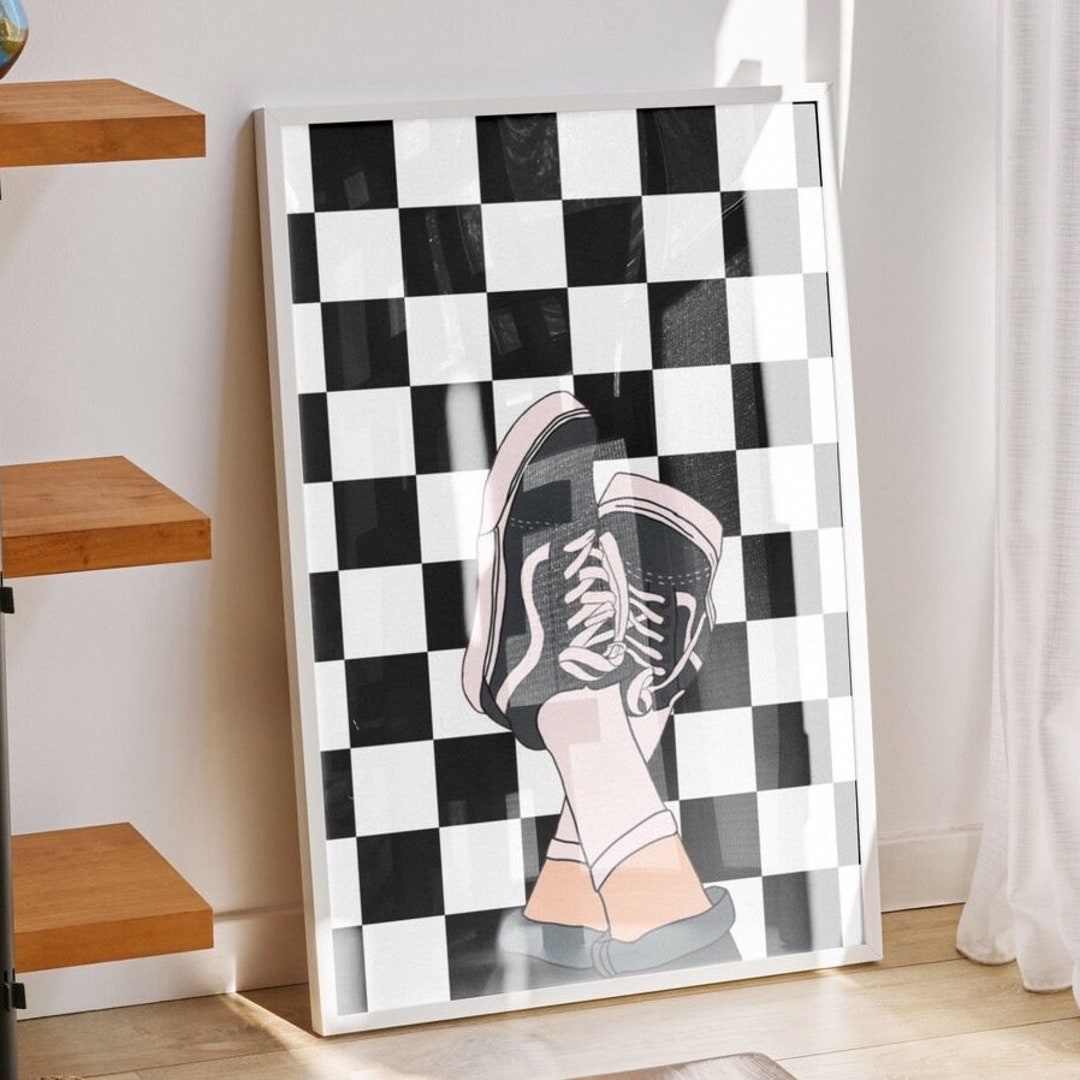 Sneaker Art Print: Checkerboard Shoes, Emo Goth Room Decor - Etsy