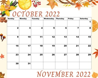 Oct Nov Calendar - Etsy