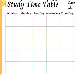 Weekly Study Planner, Study Time Table Schedule-a4 Size PDF! - Etsy