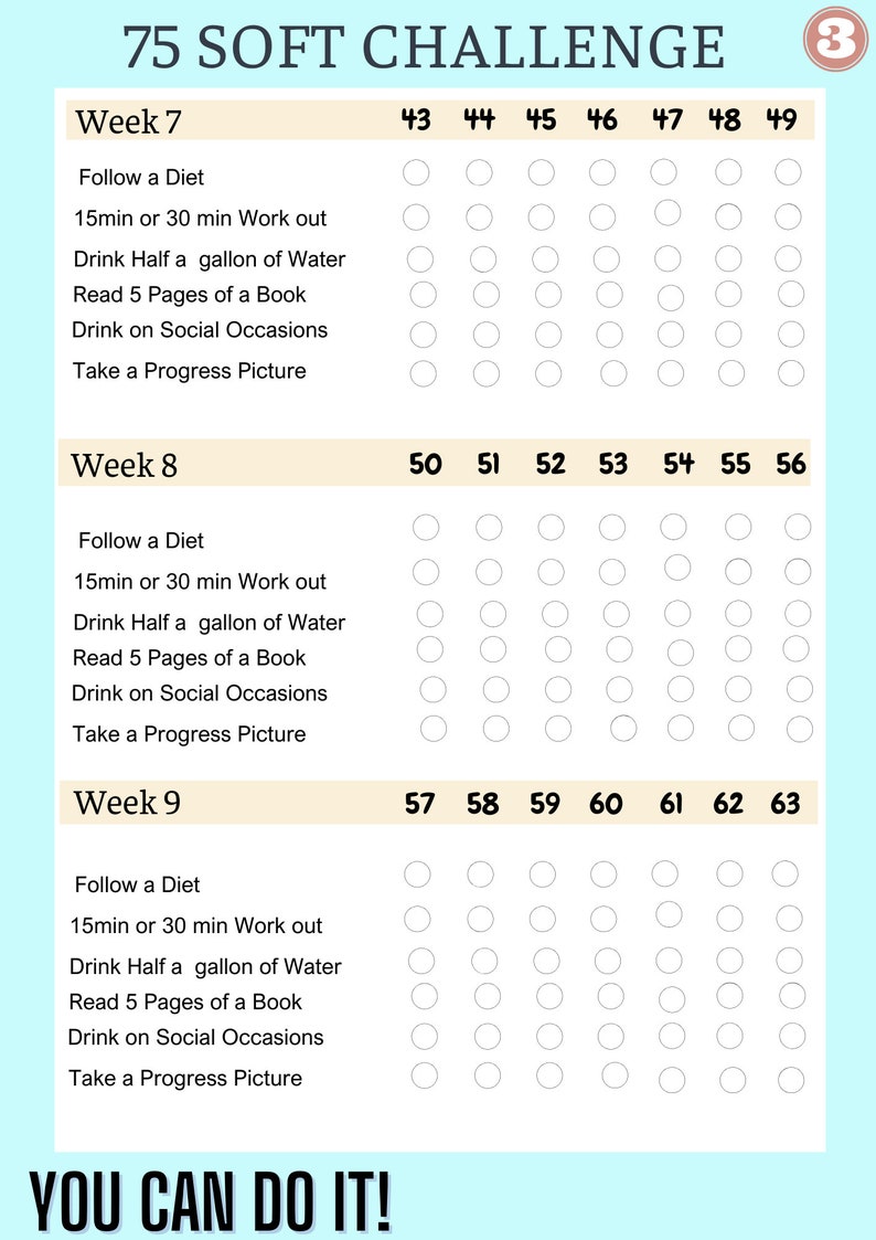75 Soft Challenge, Easy 5 Pages 75 Soft Tracker,75 Soft Progress ...