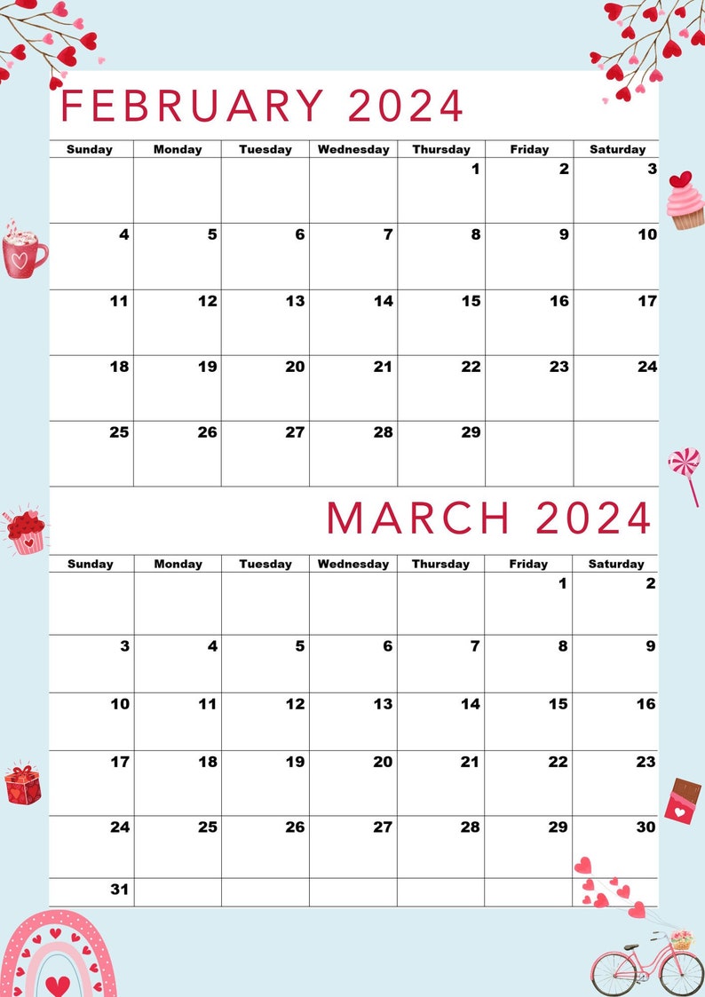 Buy February 2024 Calendar,march 2024 Calendar, Feb Mar 2024 Calendar ...