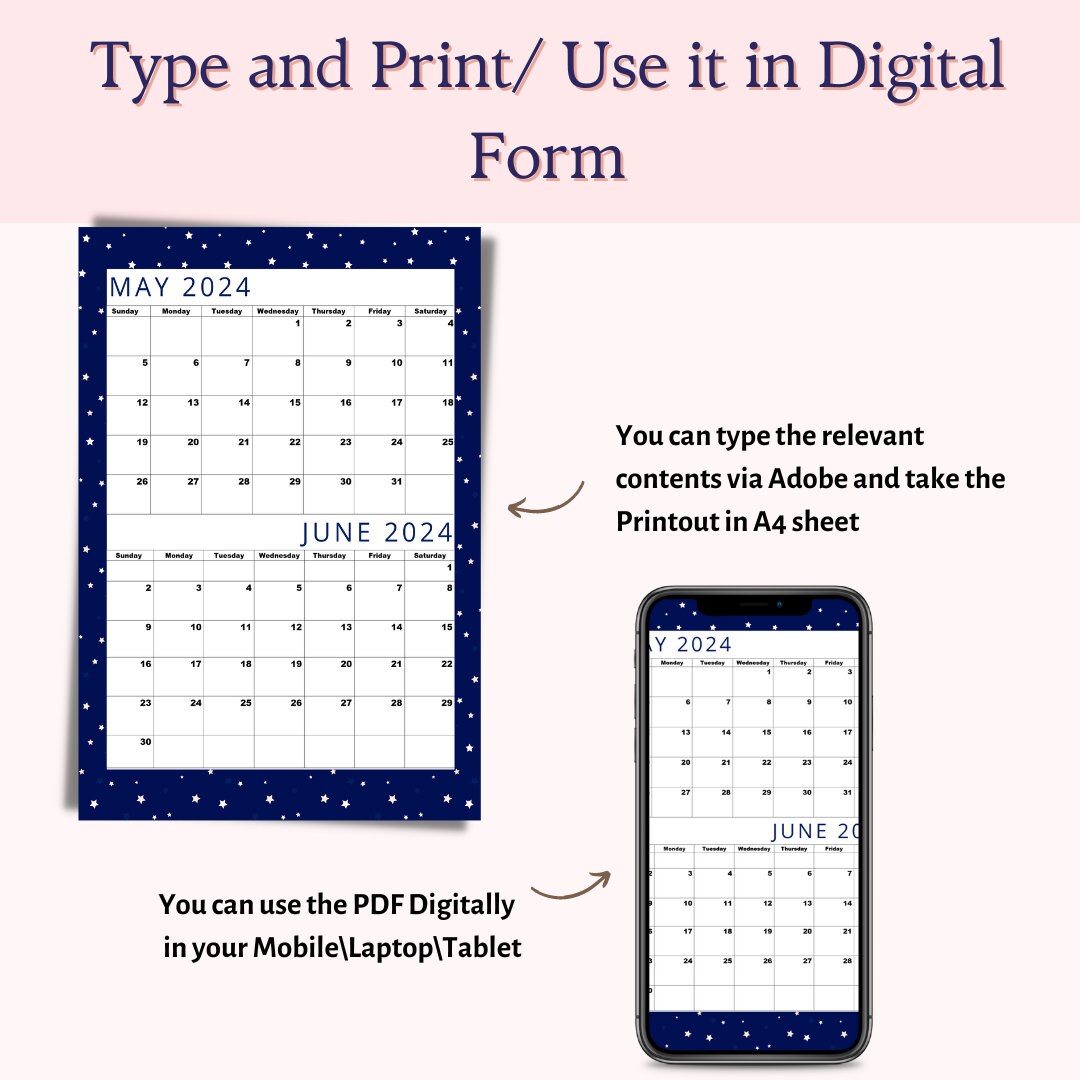 May 2024 Calendar,june 2024 Calendar,cool Navy Calendar,two Month One ...