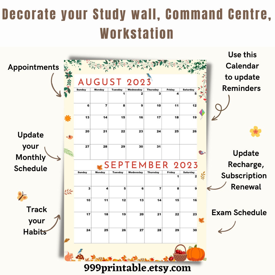 August 2023 Calendarseptember 2023 Calendar2023 Calendara4 - Etsy UK August 2023 Calendarseptember 2023 Calendar2023 Calendara4 - Etsy UK