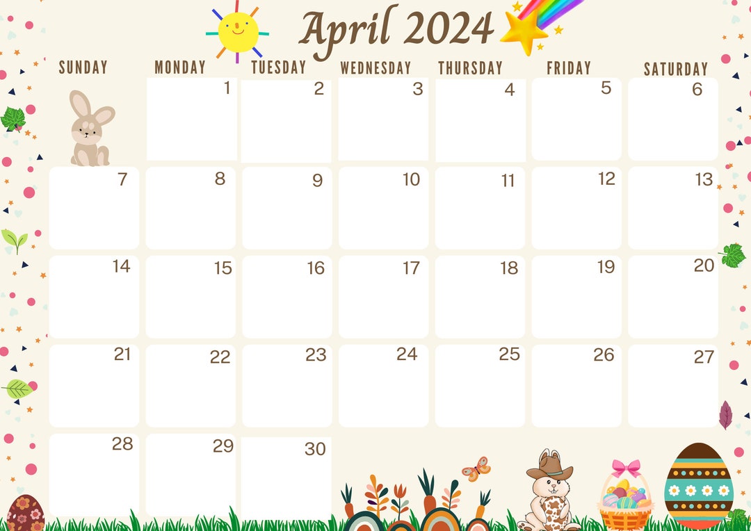 April 2024 Calendar,may 2024 Calendar,spring Calendar 2024,A4 Size,pdf,printable,digital ...