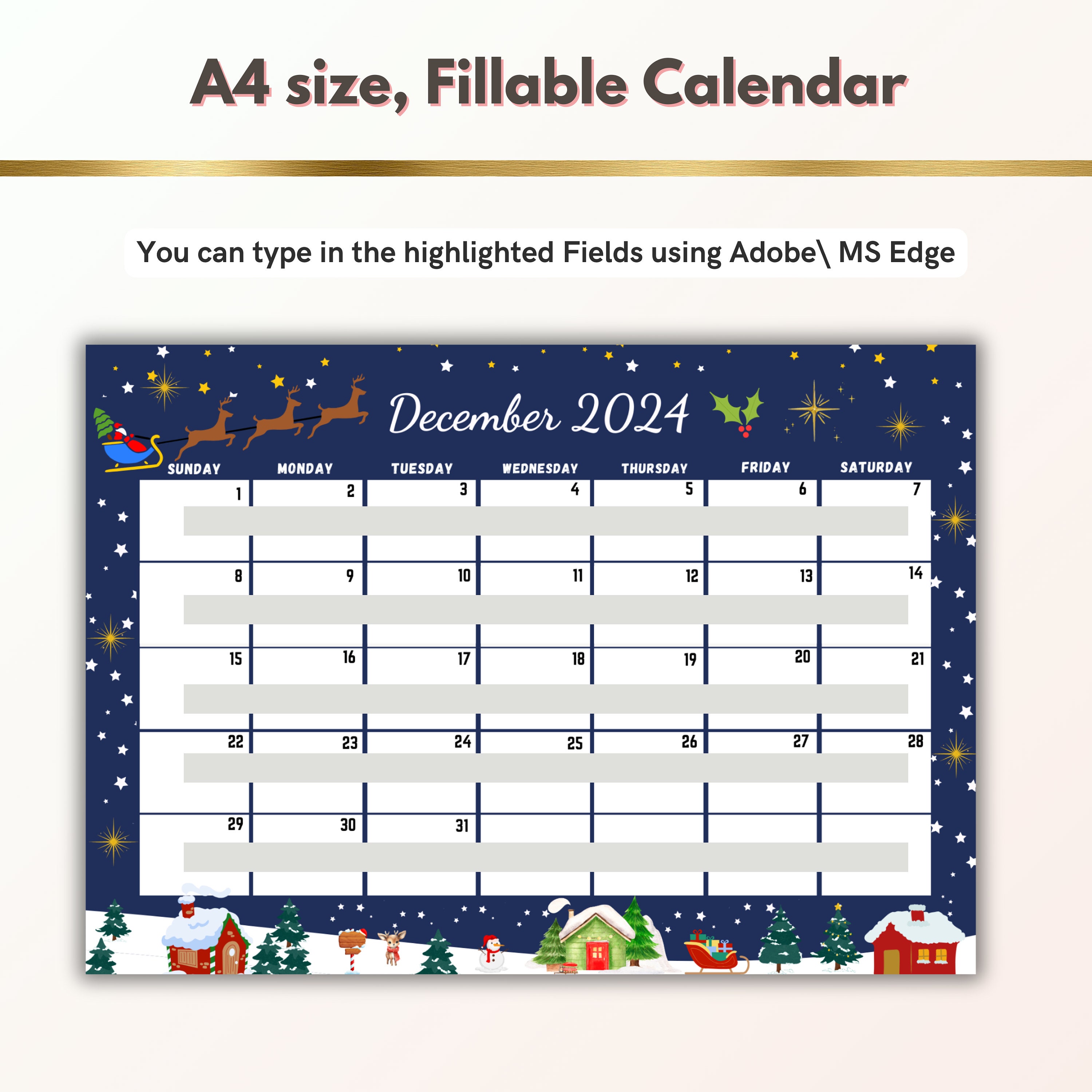 Christmas Calendar for the Month of December 2024,christmas Night ...