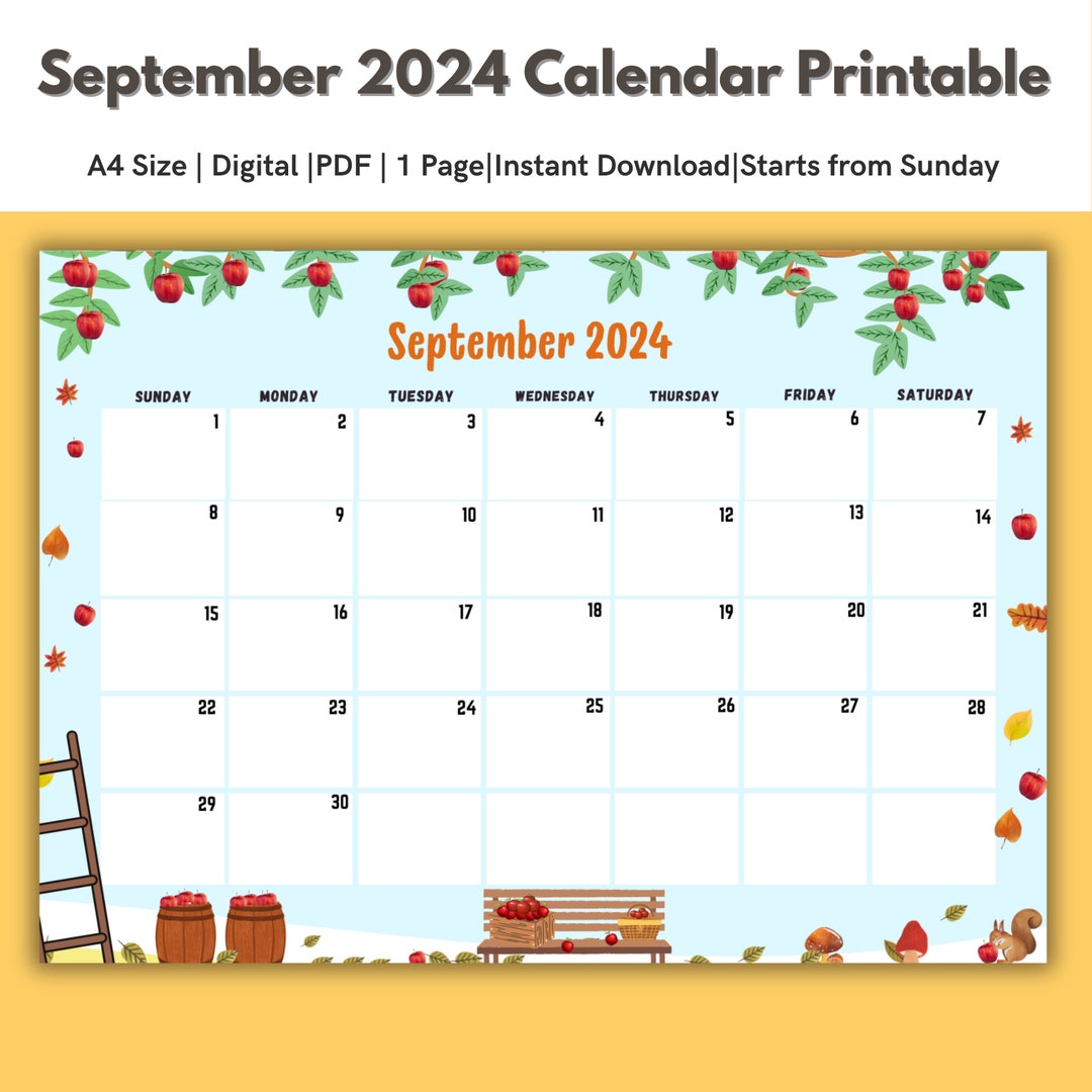 Fillable September 2024 Calendar, Sep 2024 Calendar,a4 Size,monthly ...