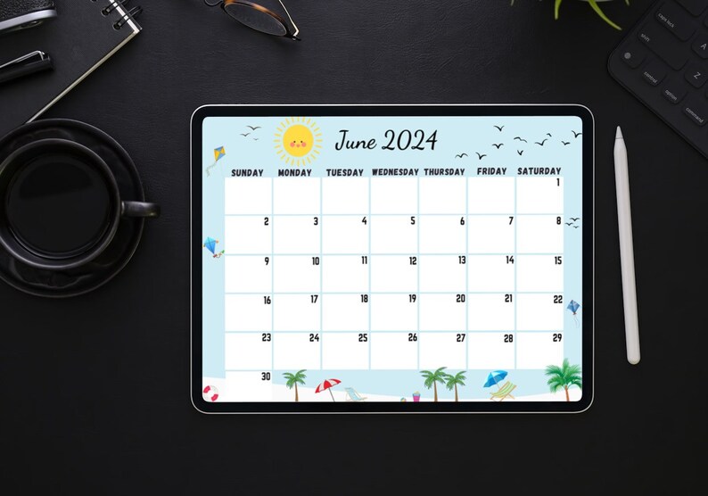 June 2024 Calendar, 2024 June Calendar Printable,a4 Size,digital,pdf ...