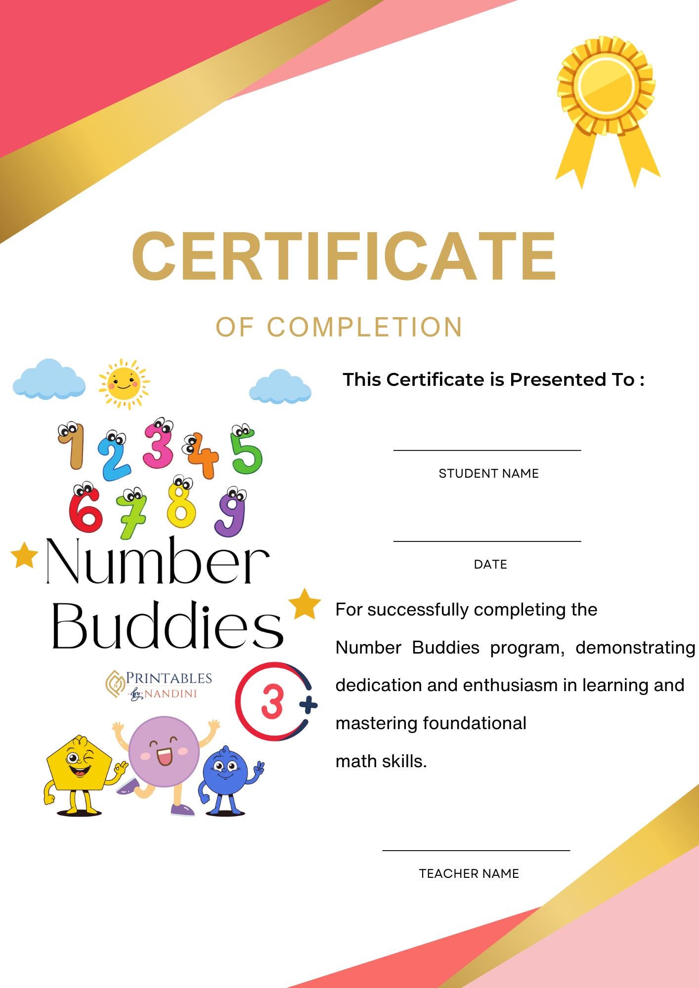 Number Buddies Math Worksheets for Kids | Fun Early Learning Printable ...
