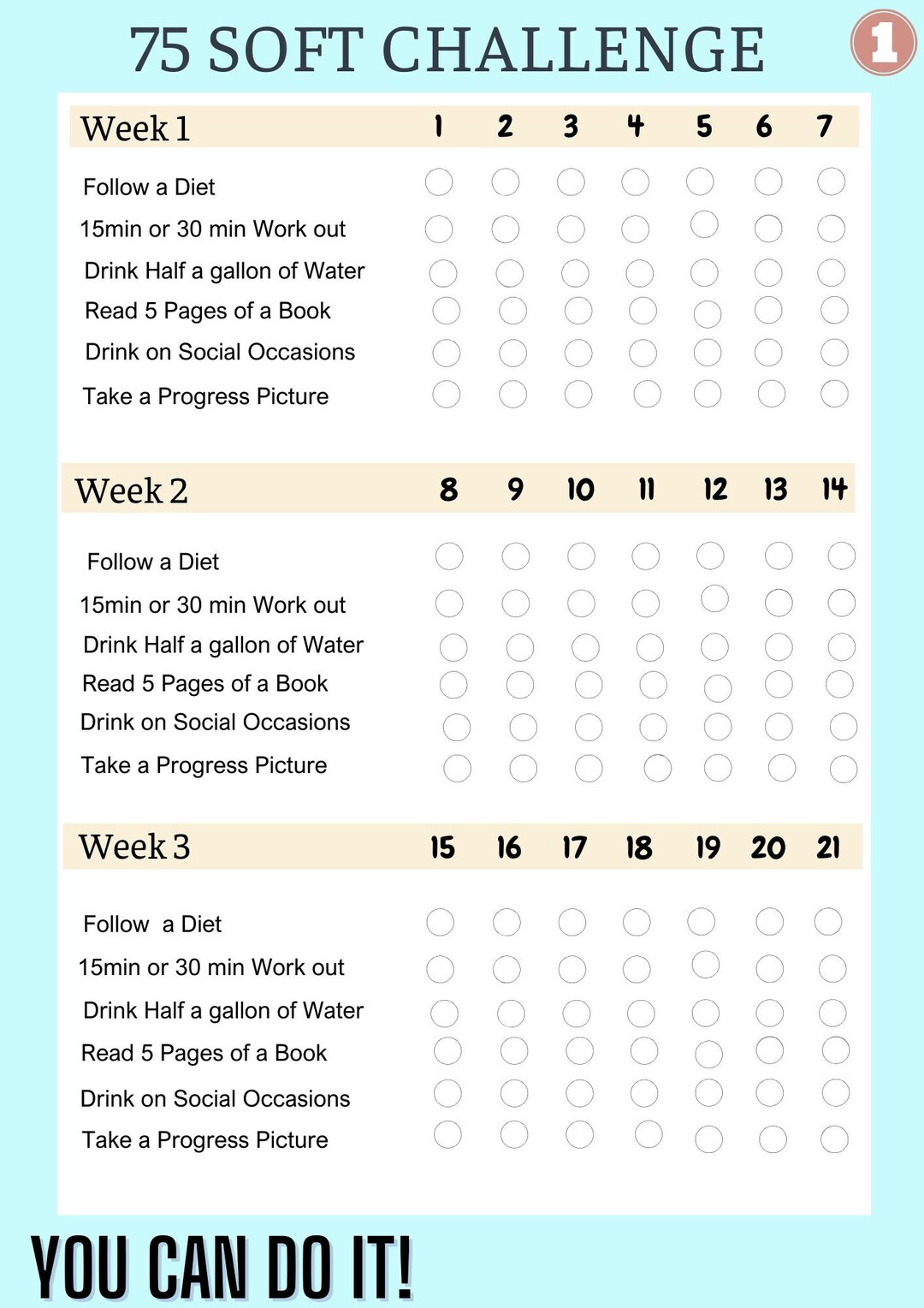 75 Soft Challenge, Easy 5 Pages 75 Soft Tracker,75 Soft Progress ...
