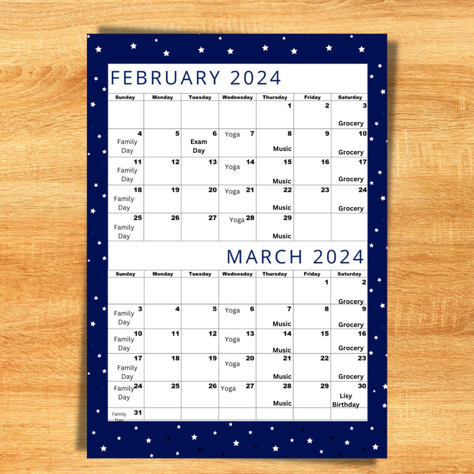 February 2024 Calendar,March 2024 Calendar,Cool Navy, Feb Mar 2024 ...