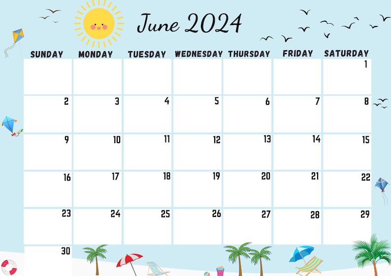 Buy June 2024 Calendar, 2024 June Calendar Printable,a4 Size,digital ...