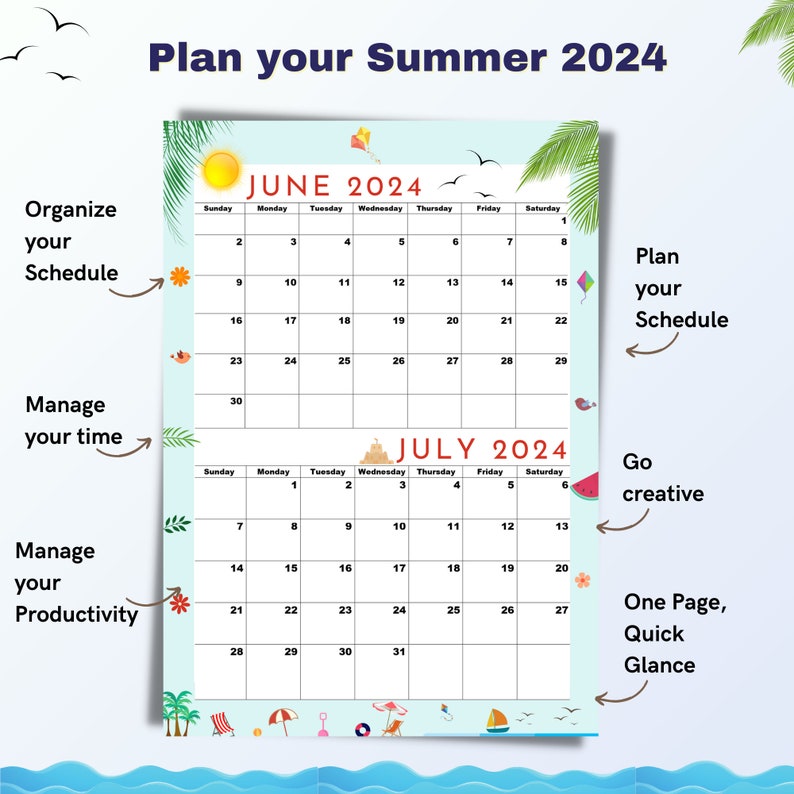 Buy June 2024 Calendar,july 2024 Calendar,a4 Size,pdf,printable,quick ...