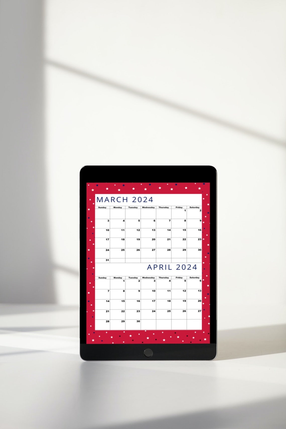 Buy March 2024 Calendar, April 2024 Calendar,lovely Red Calendar,mar ...
