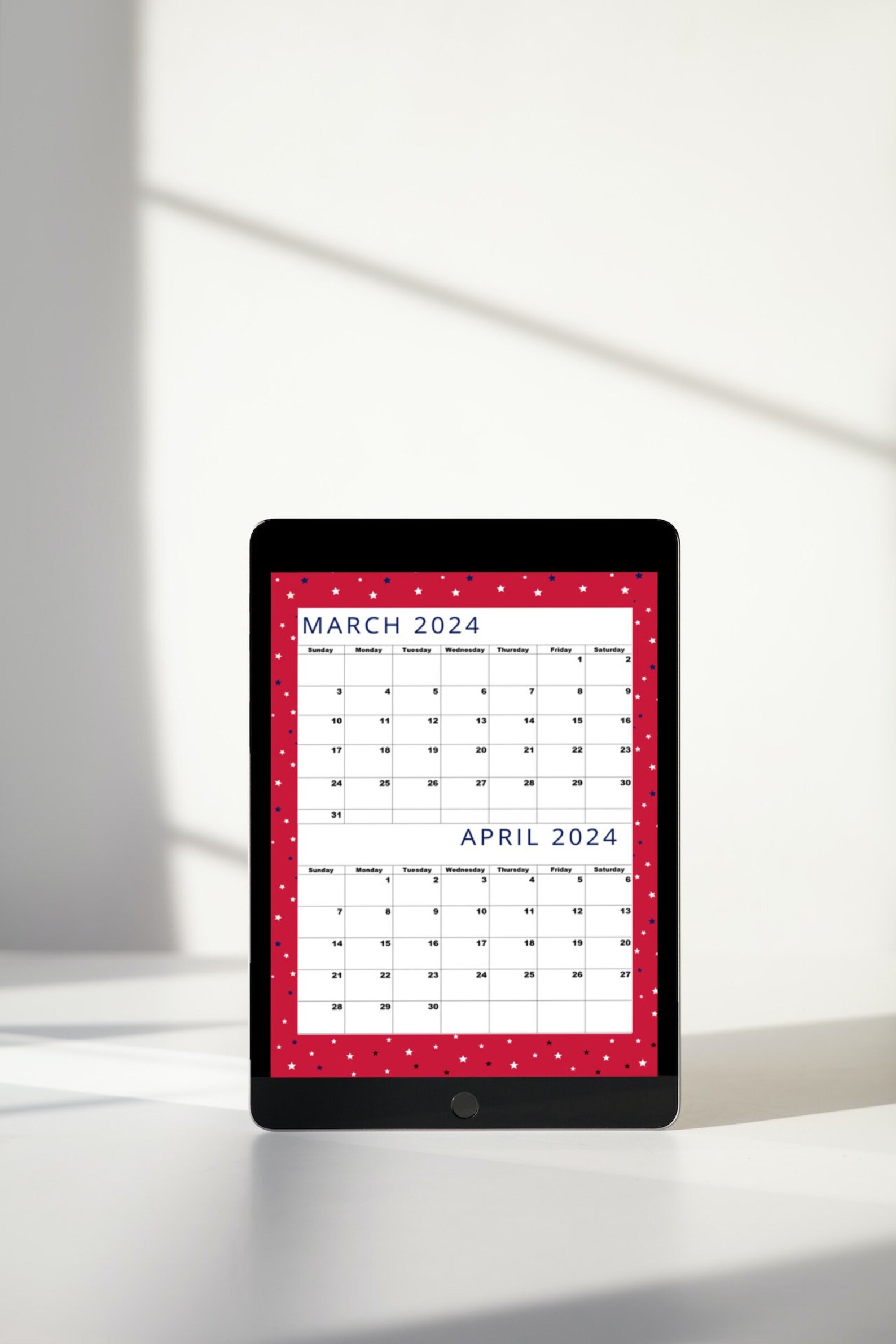 Buy March 2024 Calendar, April 2024 Calendar,lovely Red Calendar,mar ...