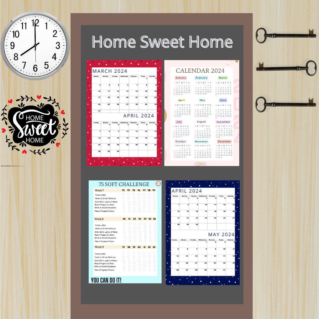 Buy March 2024 Calendar, April 2024 Calendar,lovely Red Calendar,mar ...