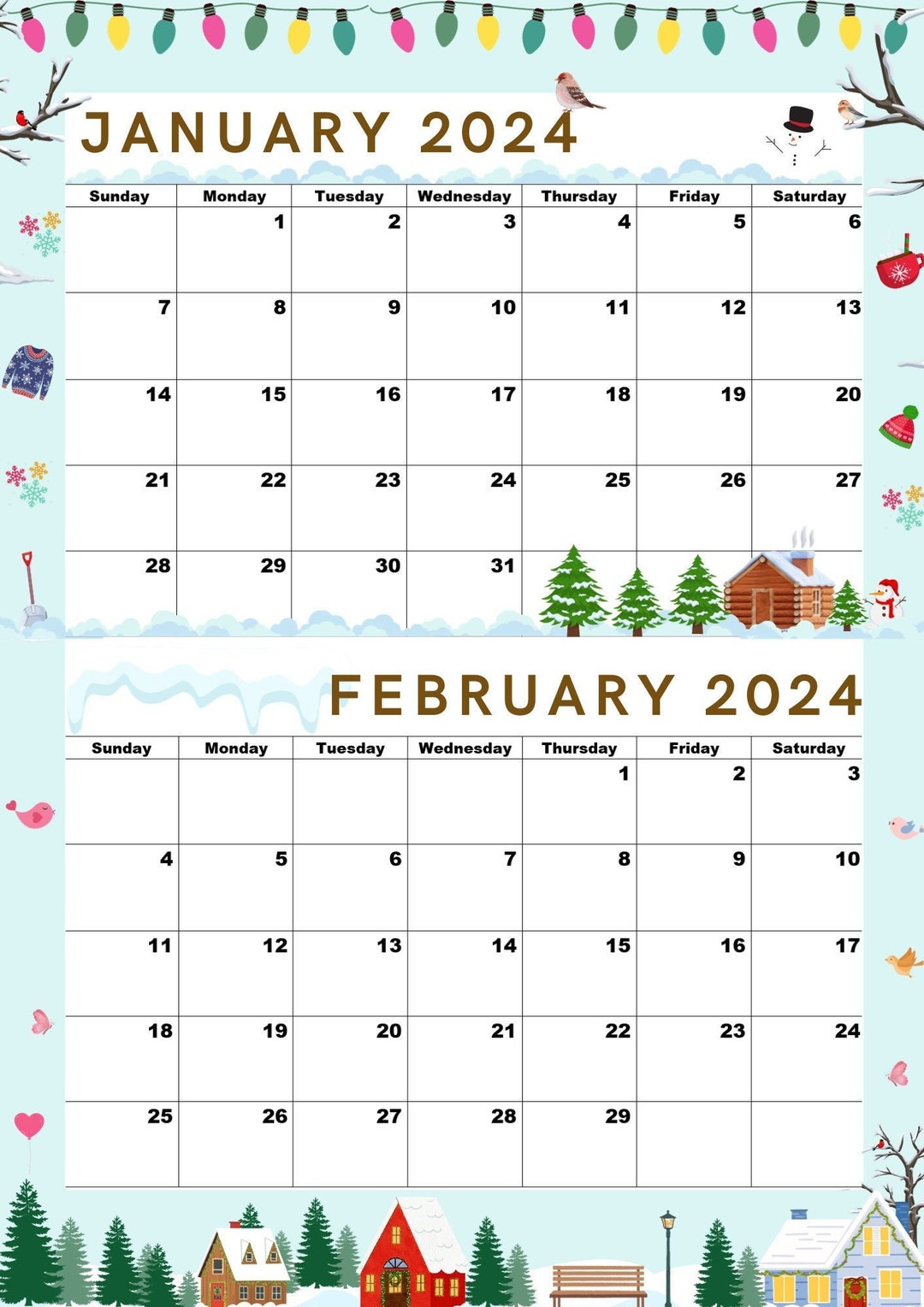 January 2024 Calendar, February 2024 Calendar Printable,wow Seasons ...