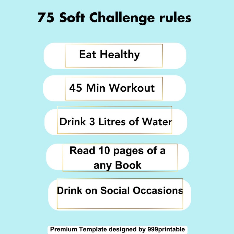 Printable 75 Soft Challenge Printable Tracker – A4 PDF With Daily ...