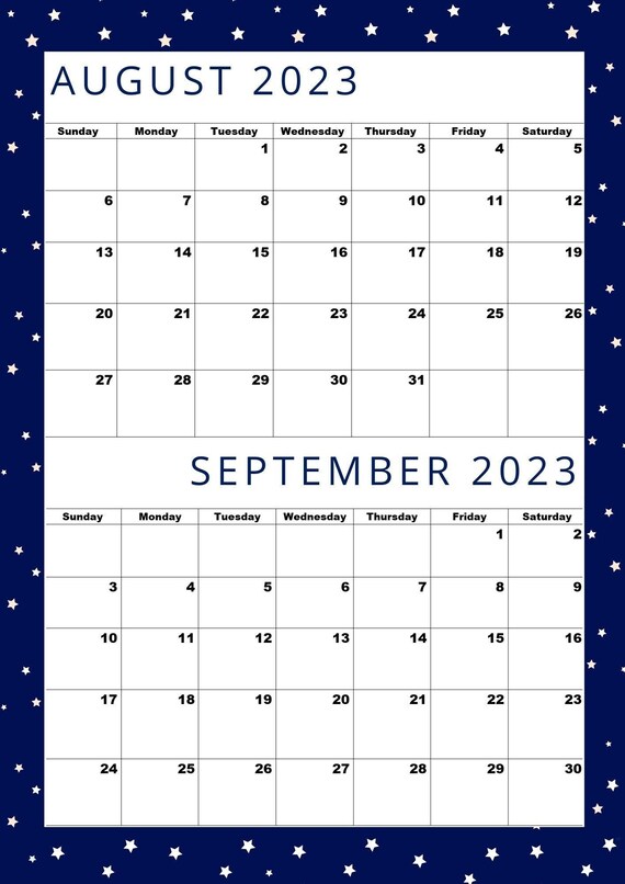 Month Of August Calendar