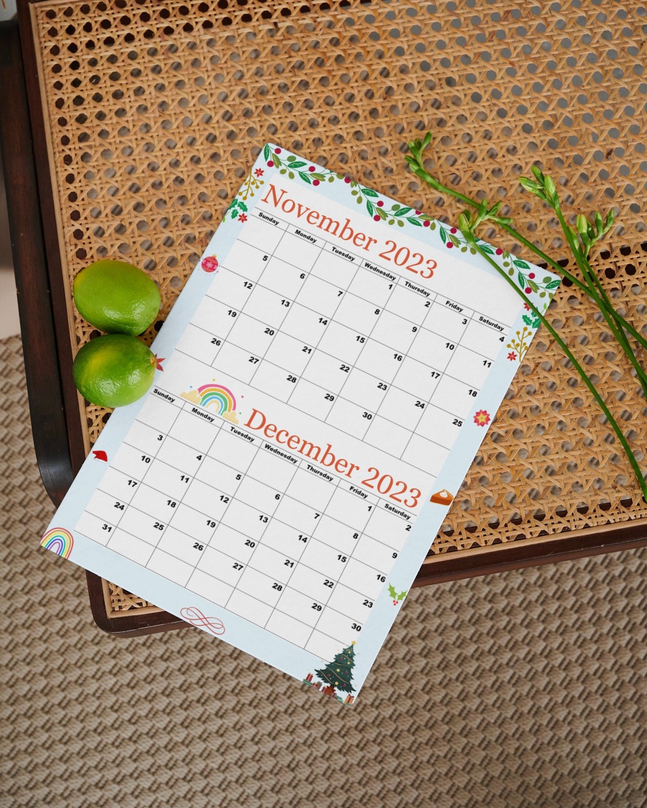 November 2023 Calendar,december 2023 Calendar,2023 Calendar,a4 Size,one ...