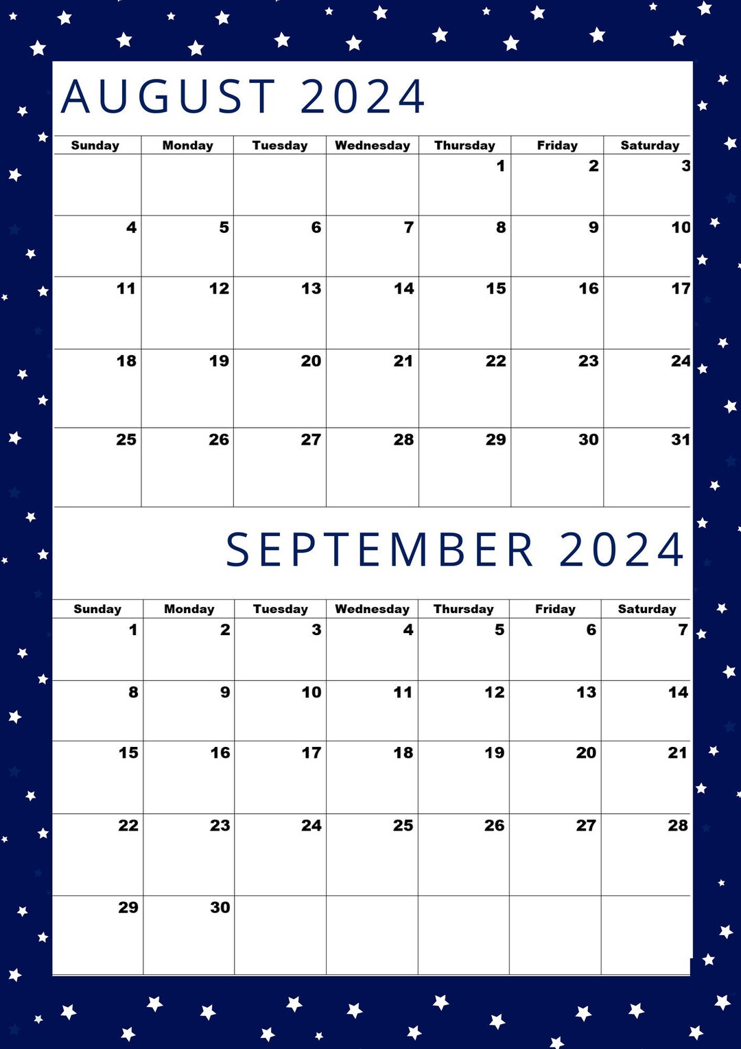 Buy August 2024 Calendar,september 2024 Calendar,august 2024 Sep 2024 ...