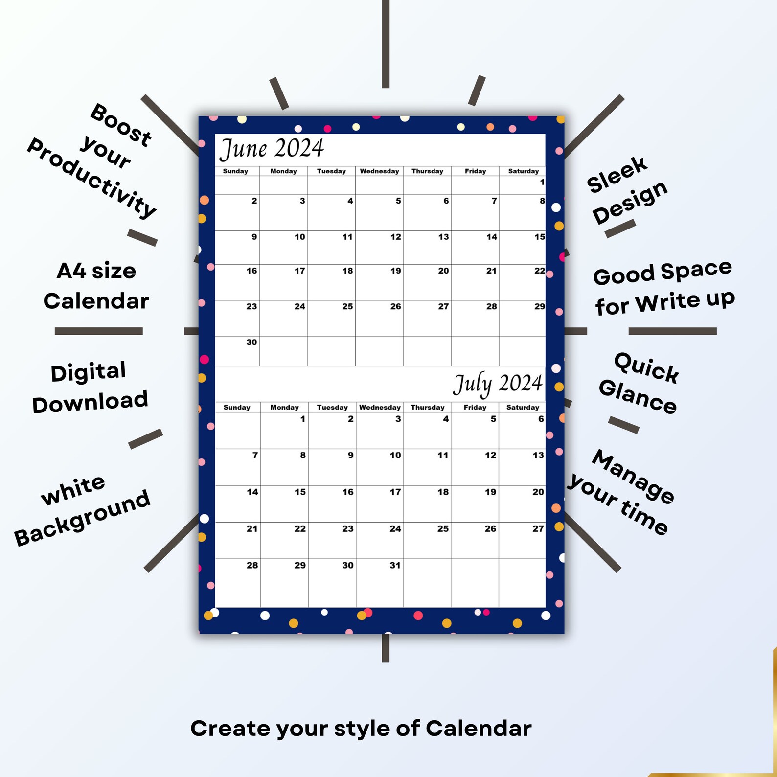 Buy June 2024 July 2024 Calendar,june 2024,july 2024,printable Calendar ...