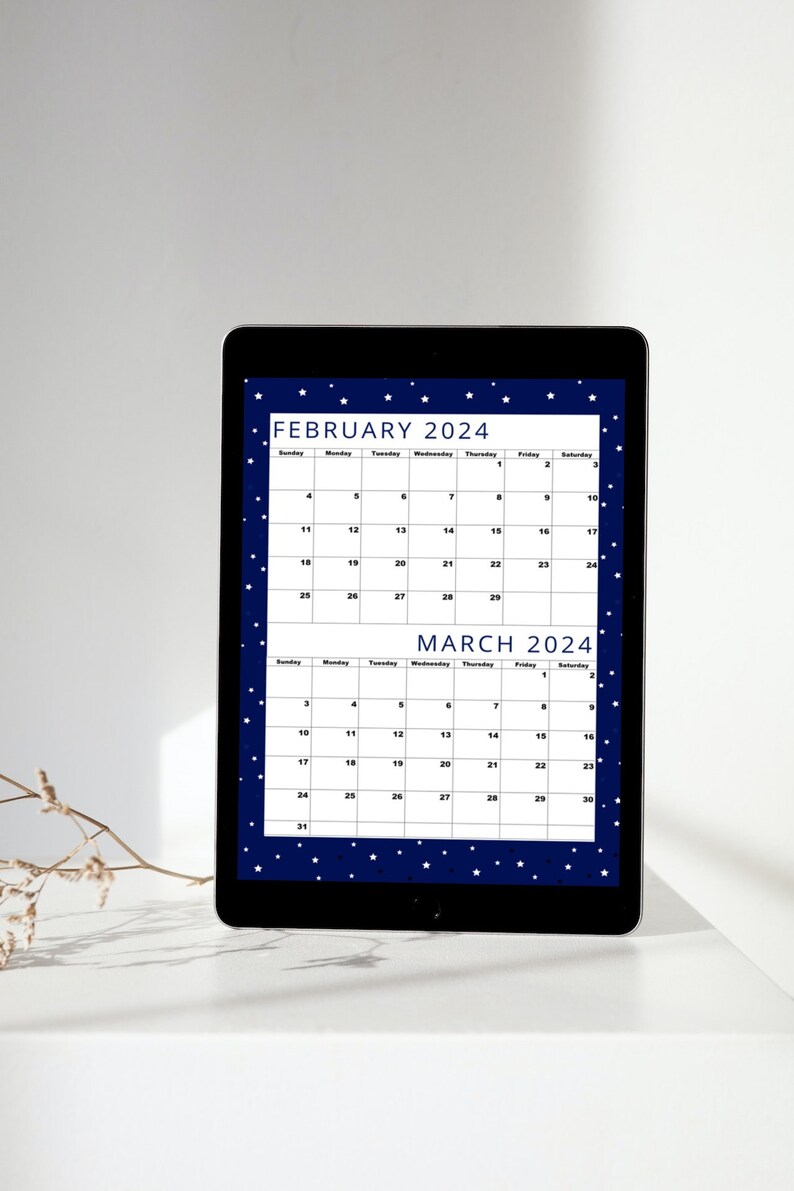 February 2024 Calendar,March 2024 Calendar,Cool Navy, Feb Mar 2024 ...