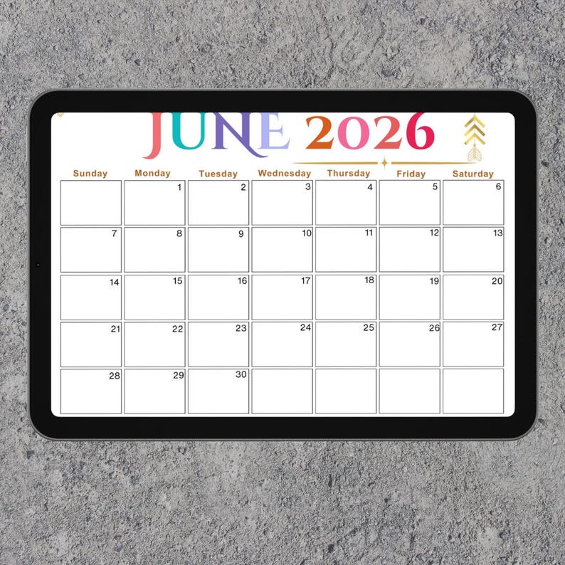 June Calendar 2026 Printable PDF A4 Size Sunday Start Format,fillable ...