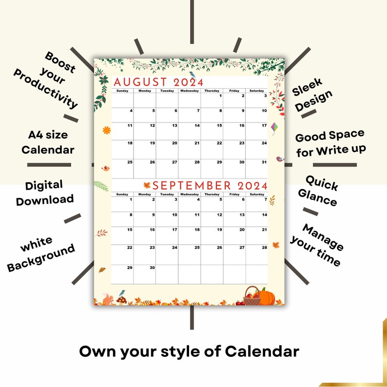 August 2024 Calendar,september 2024 Calendar,2024 Calendar,fillable ...