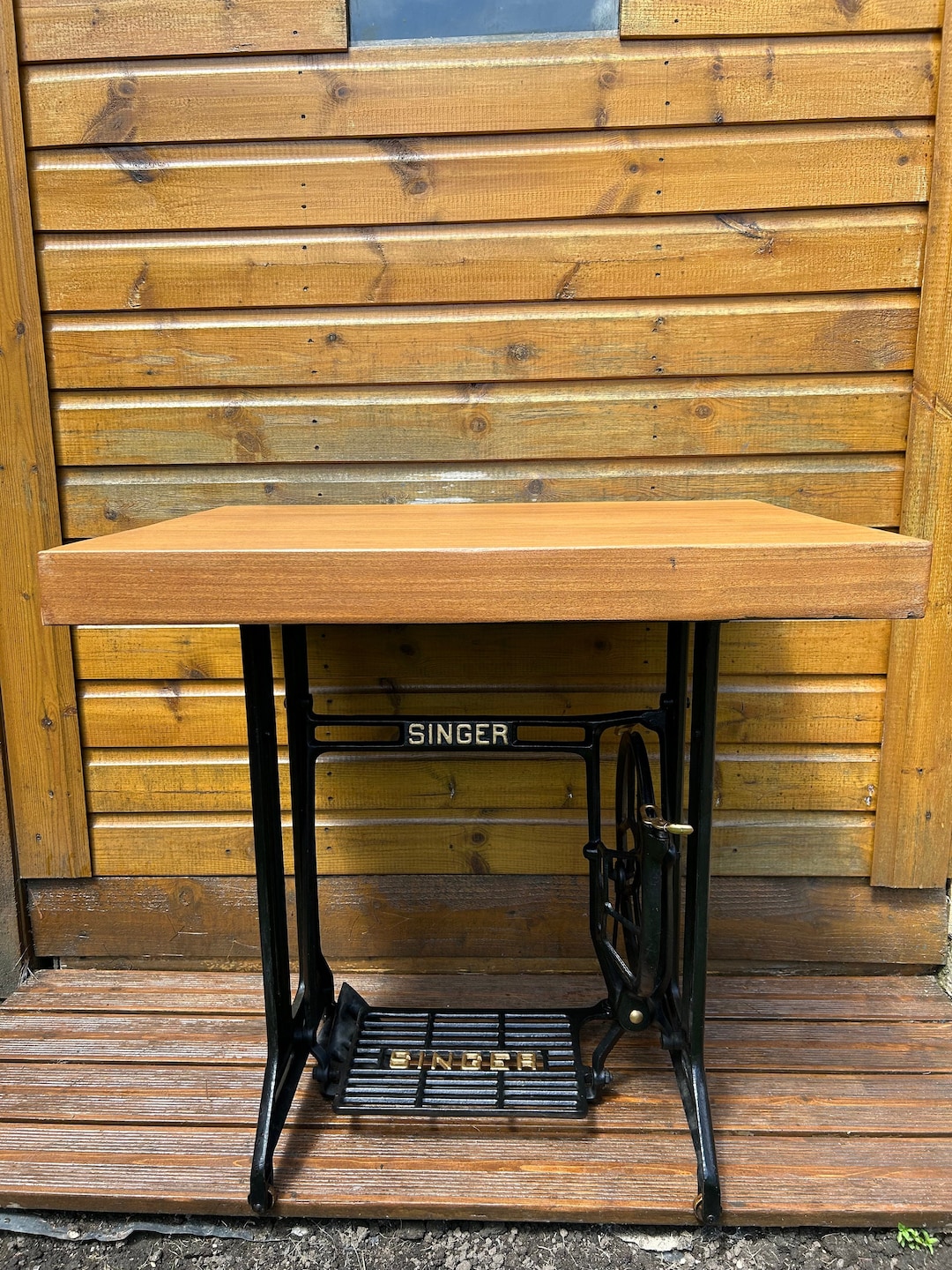 Upcycled Singer Sewing Table With Reclaimed Iroko Hardwood COLLECTION ...