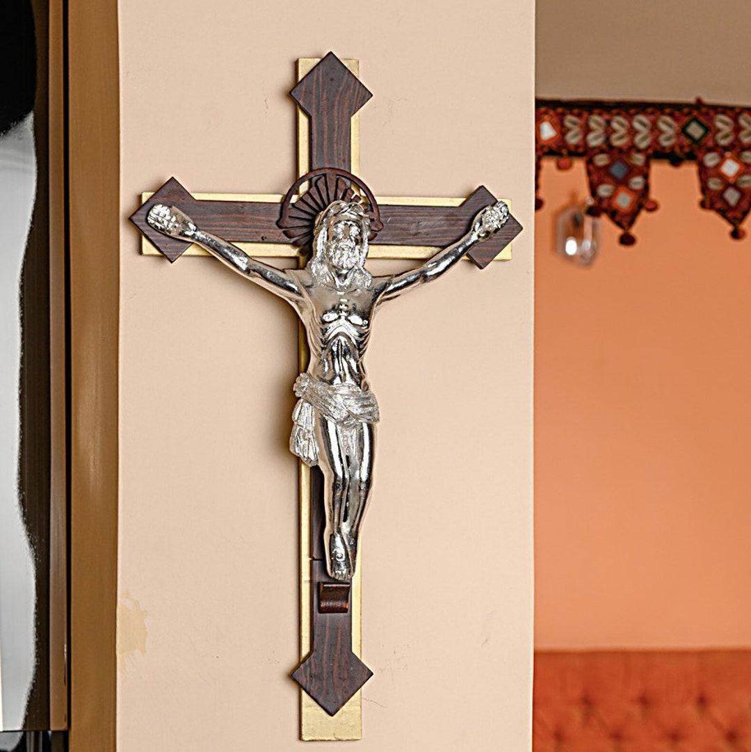Aluminum Jesus Wooden Crucifix Wall Hanging Statue - Etsy