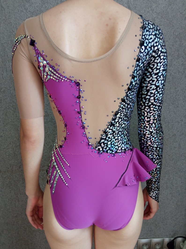 Violet Leopard Leotard for Rhythmic Gymnastics - Etsy