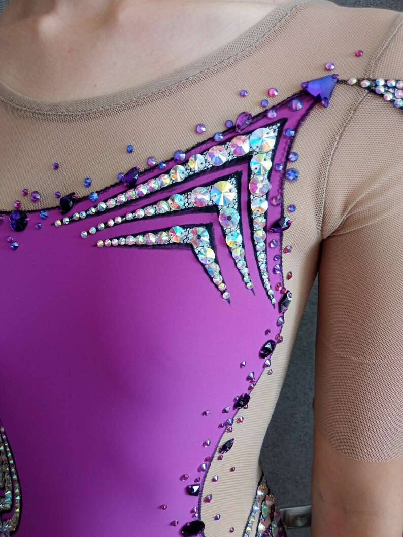 Violet Leopard Leotard for Rhythmic Gymnastics - Etsy