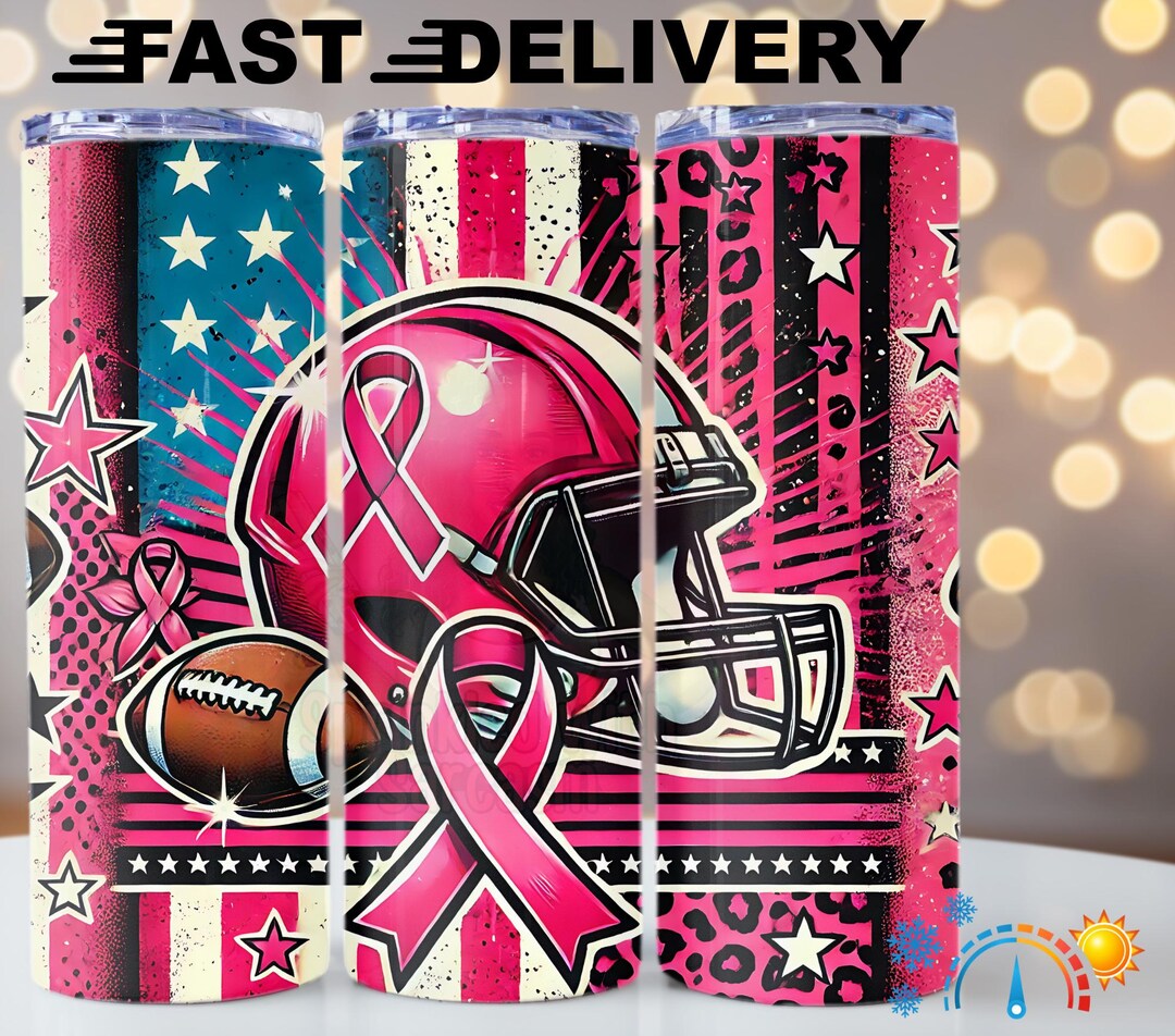 Personalized Football Breast Cancer Cup, Breast Cancer Football Theme ...