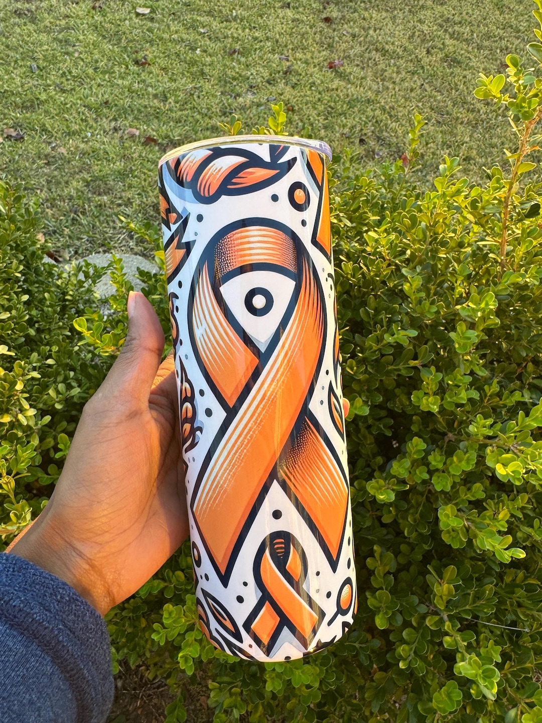 Personalized Orange Ribbon Awareness Tumbler, CRPS Cup, ADHD Cup, MS ...