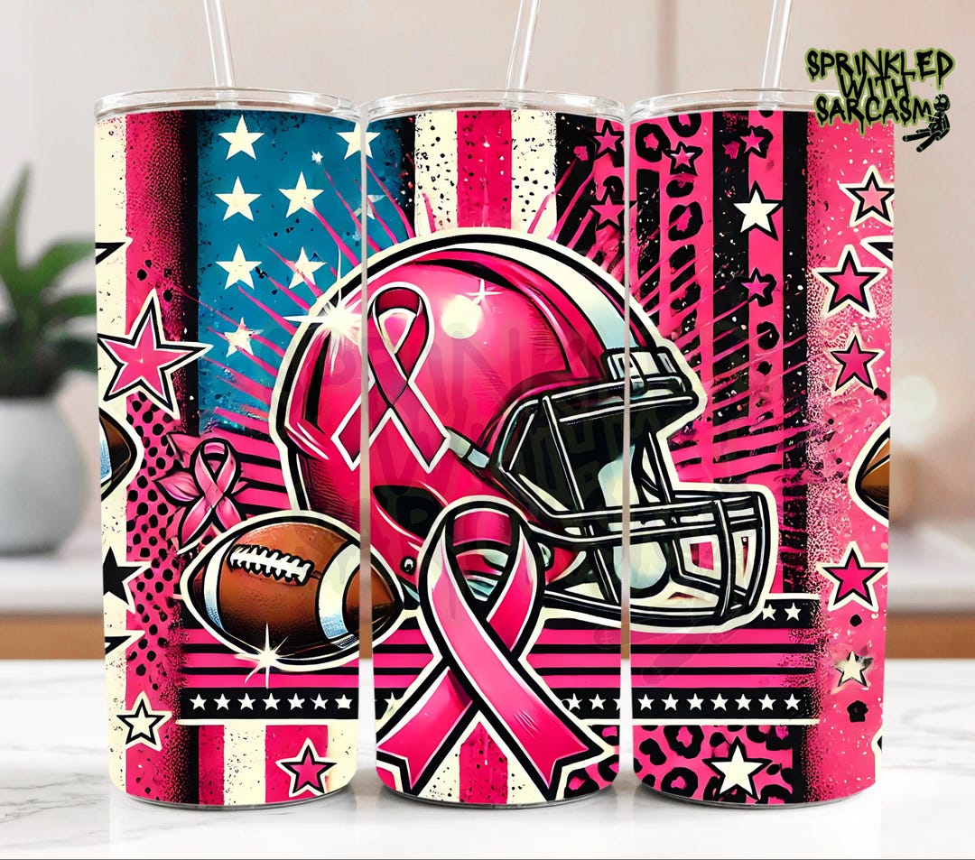 Personalized Football Breast Cancer Cup, Breast Cancer Football Theme ...