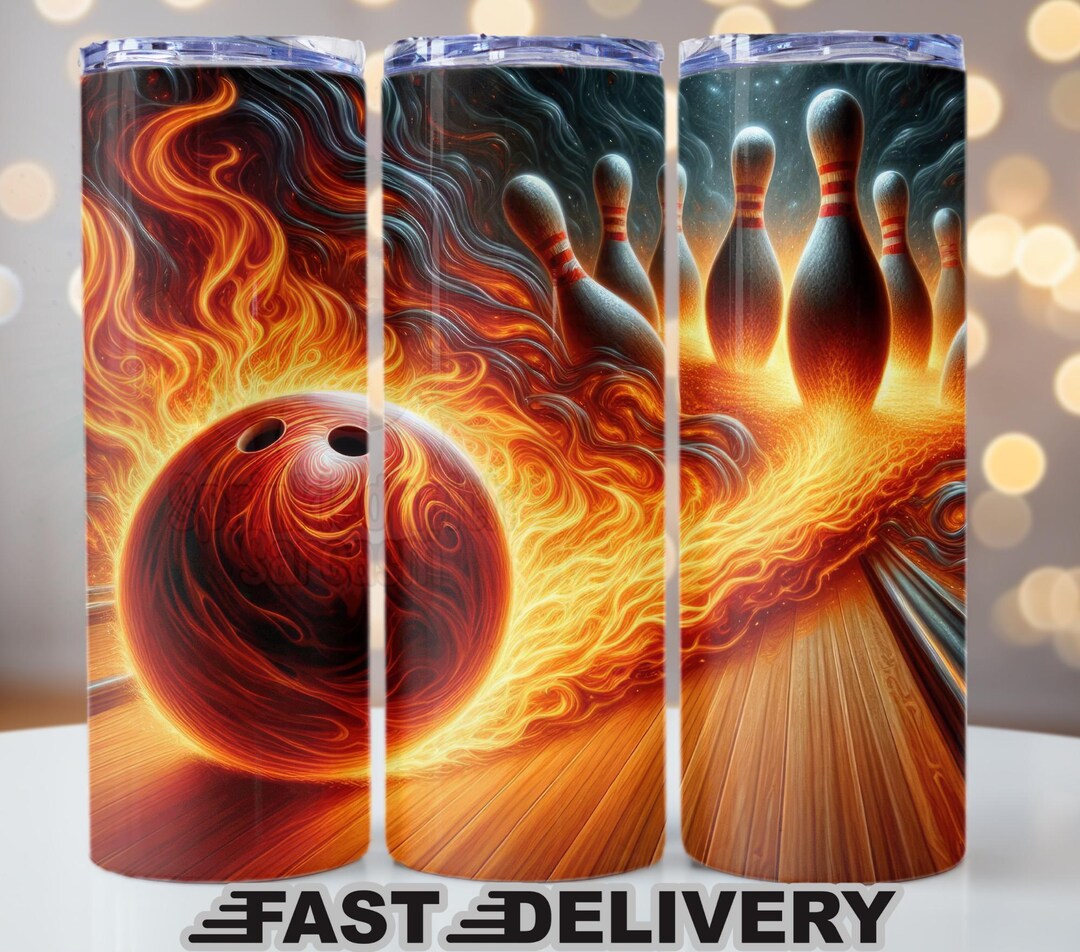 Bowling Tumbler, Flaming Bowling Ball Cup, Personalized Bowler Gift ...